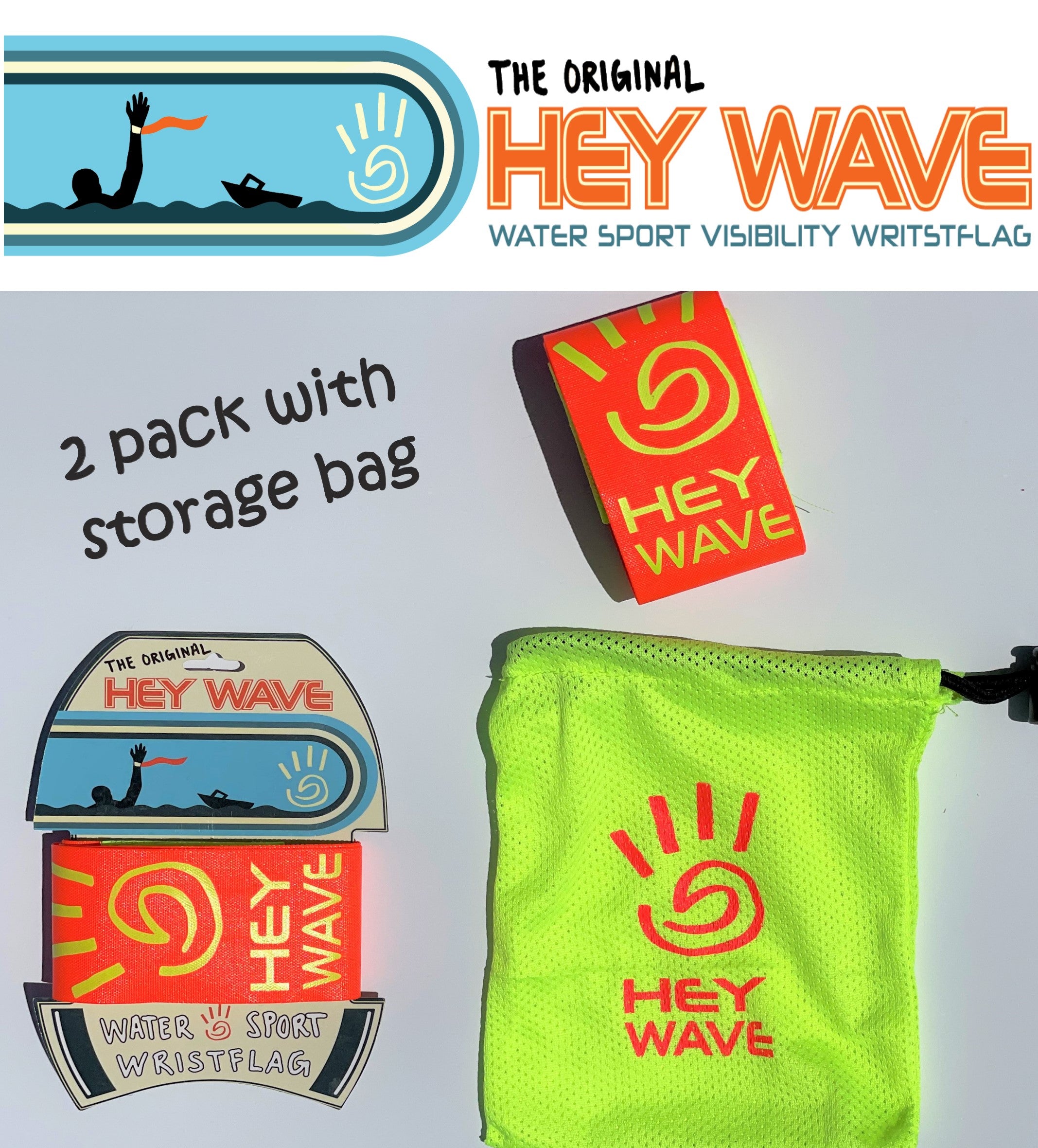 Original Hey Wave Water Sport Wristflag 2 pack w/ Storage Bag – HEY ...